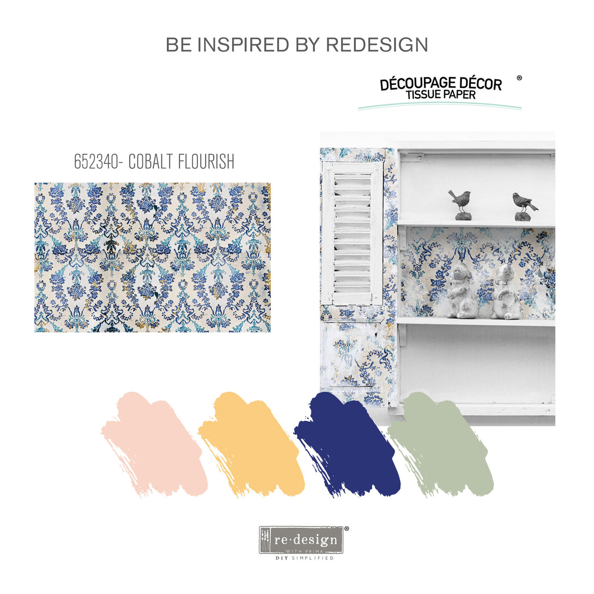 Cobalt Flourish - Decoupage Tissue Paper - Redesign with Prima – This ...