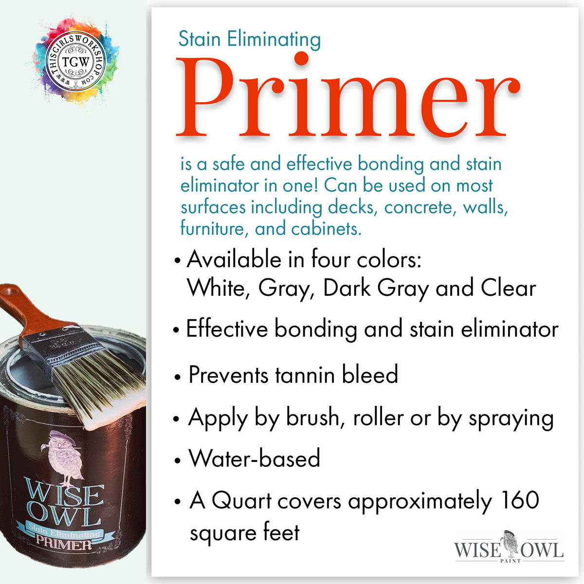 White - Stain Eliminating Primer - Wise Owl Paint – This Girls Workshop
