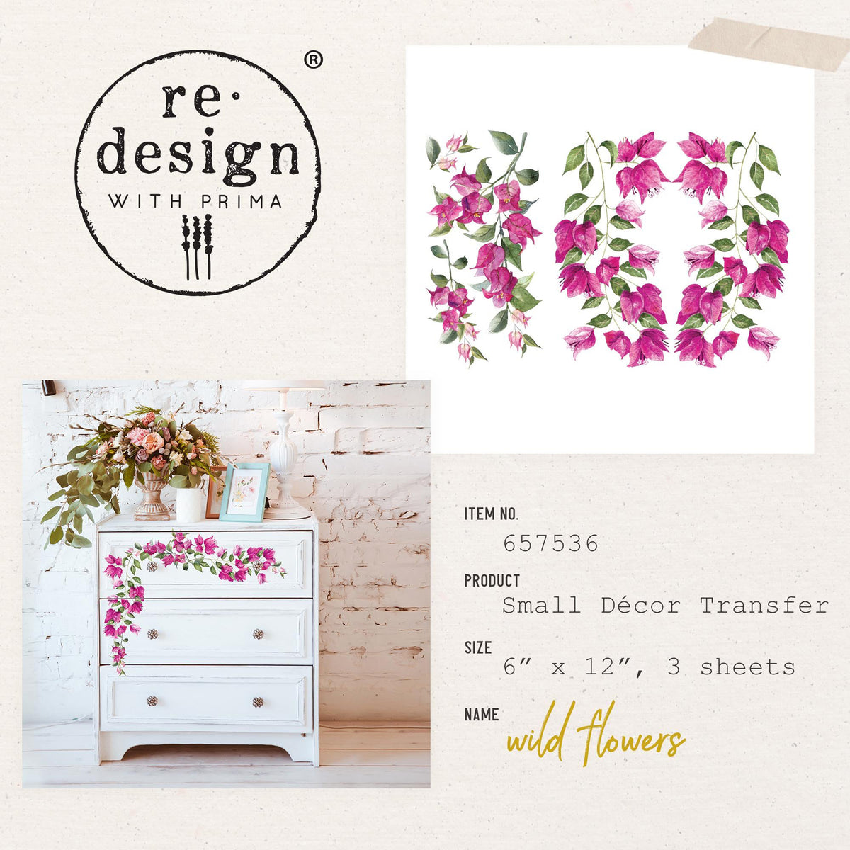 Wild Flowers - Small Decor Transfer - Redesign with Prima – This Girls ...